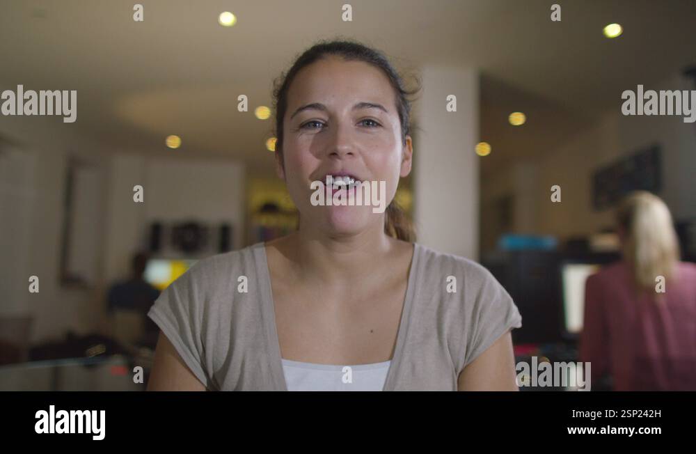 4K Businesswoman making a video call, as seen from computer screen's ...