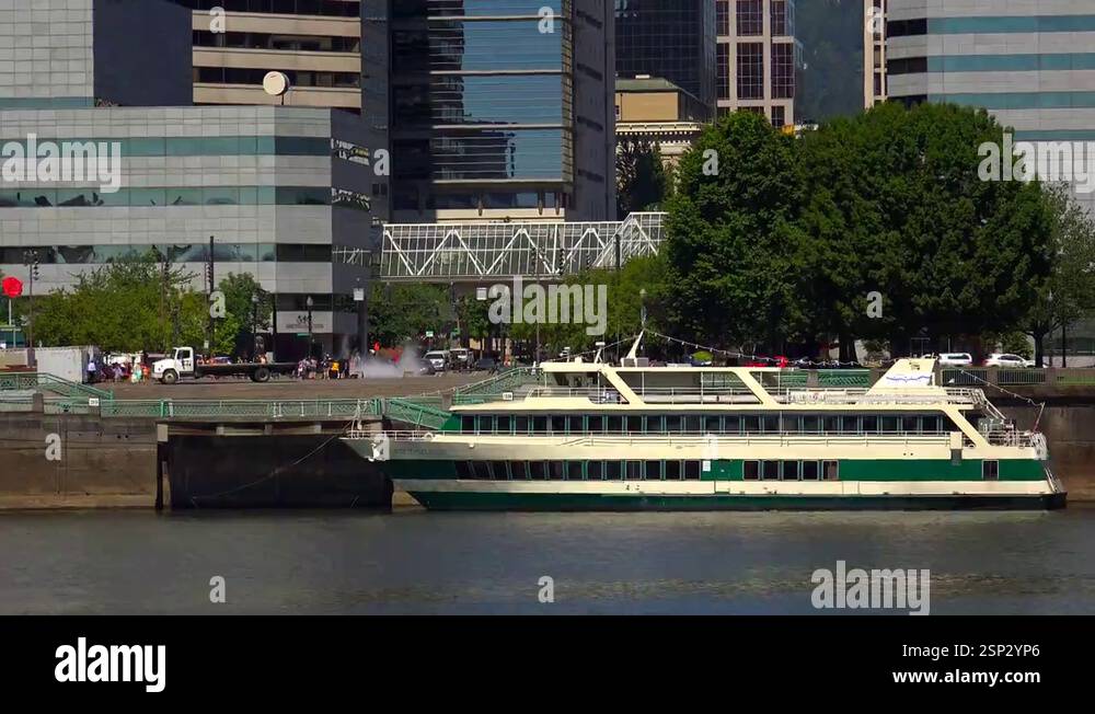 Ship The Portland Spirit Docked Along Waterfront in Portland, Oregon ...