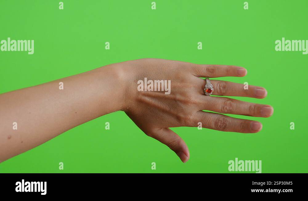 Trying new ring in front of green screen chroma key background 4K ...