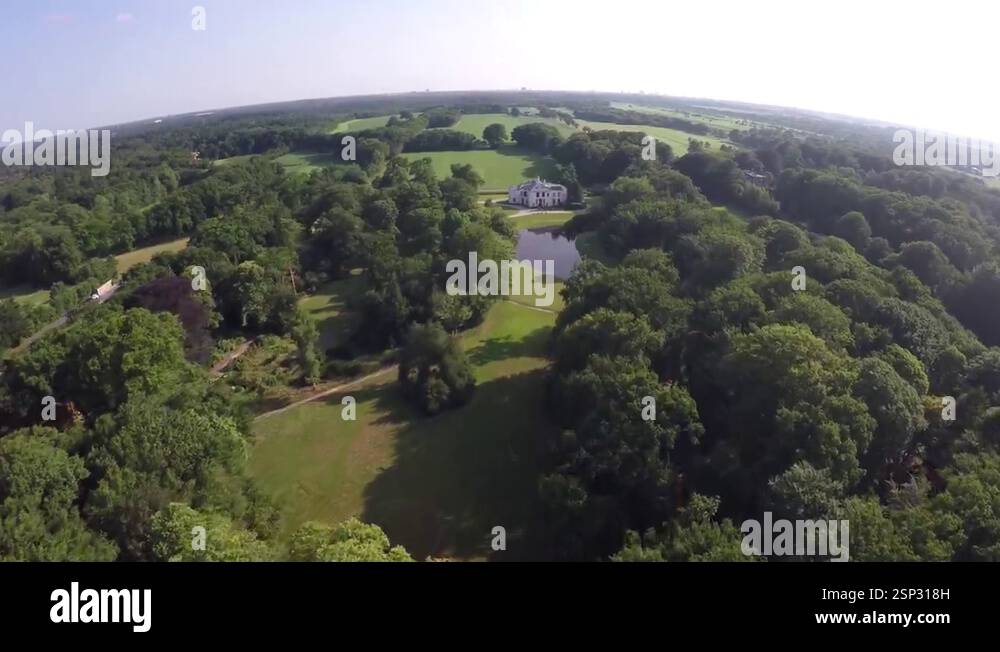 Drone aerial bird eye helicopter view classic luxury real estate white ...