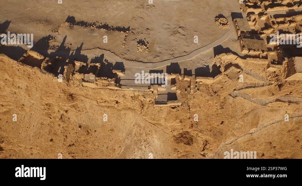 Ascending Siege Ramp Aerial View of MASADA, ISRAEL in 4K Stock Video ...