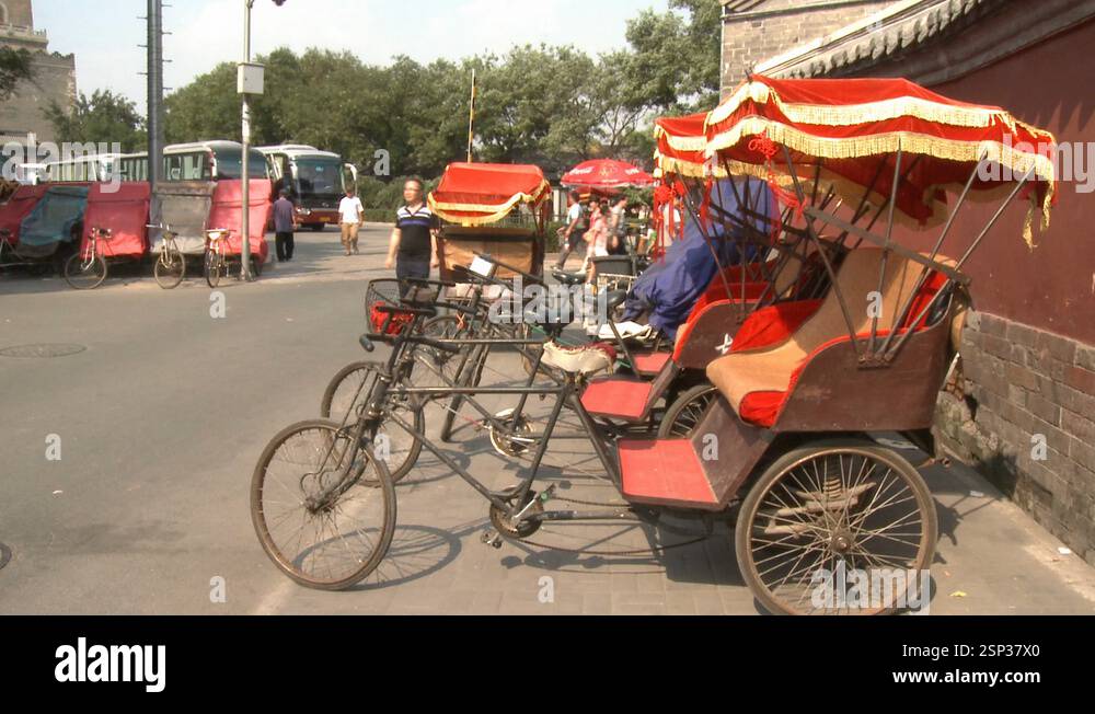 Beijing pedicabs, Drum Tower, China Stock Video Footage - Alamy