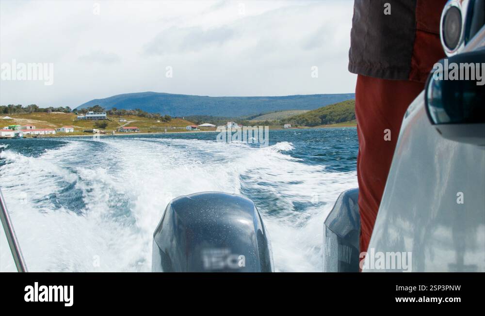 Boat Ride in the Beagle Channel with Tierra del Fuego Background Stock ...