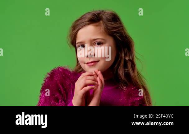 Children emotions concept. Smiling girl child posing at camera ...