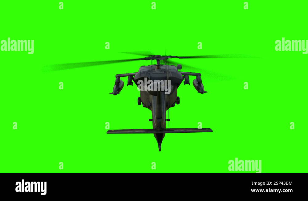 Military helicopter UH-60 Black Hawk realistic 3d animation. Green ...