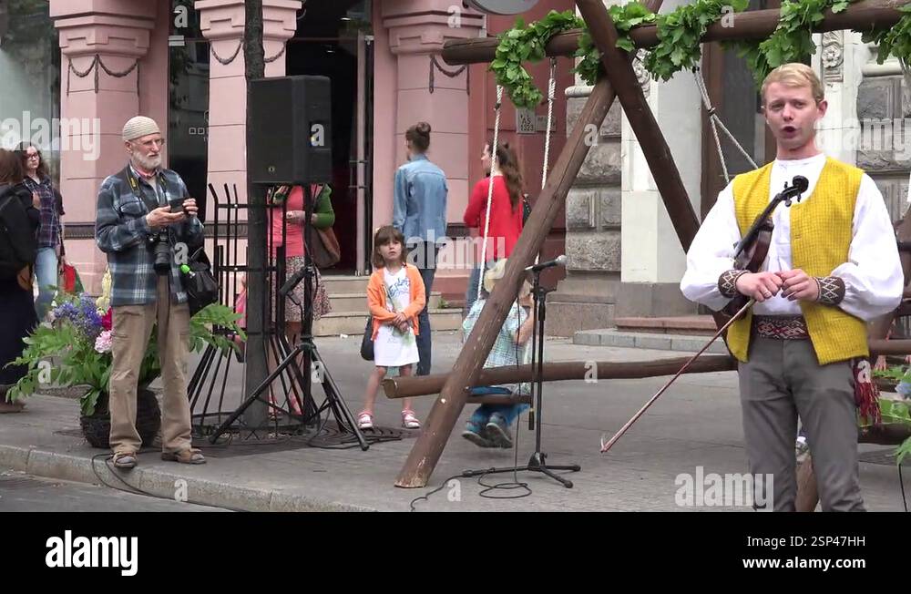 folklore band sing live folk songs for tourist citizen people. 4K Stock ...