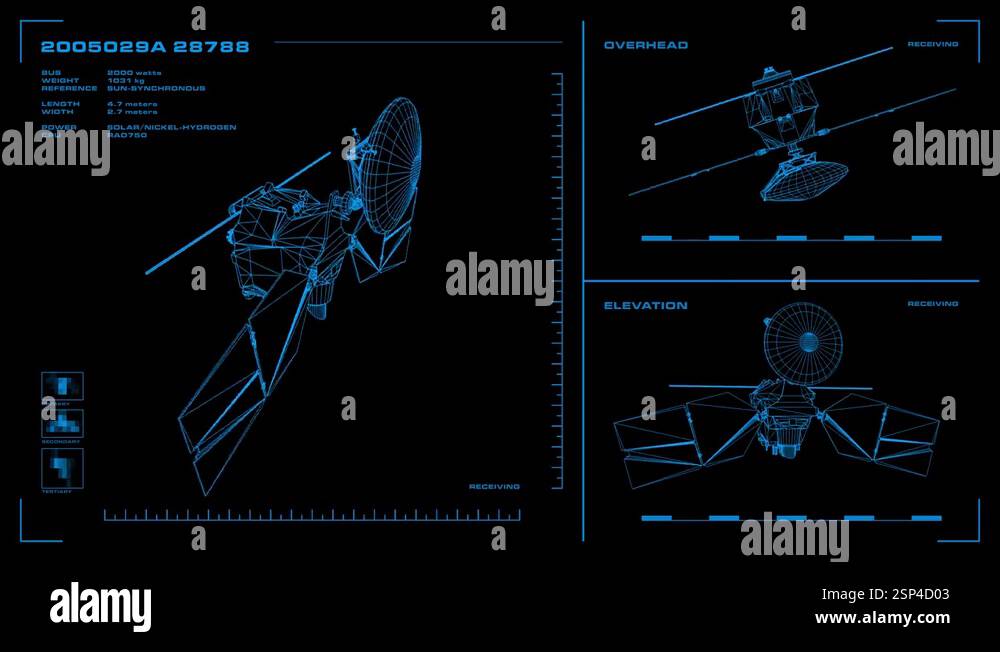 Looping, orthographic view of rotating wireframe model of MRO ...