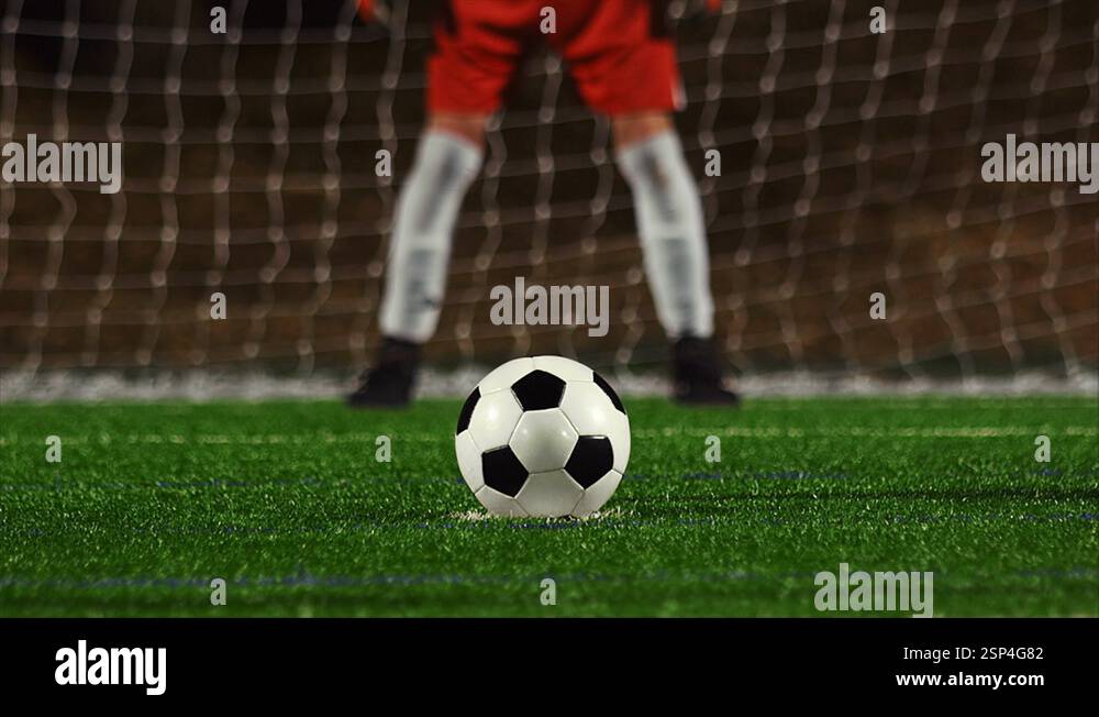 Close up of a soccer player making a penalty kick Stock Video Footage ...