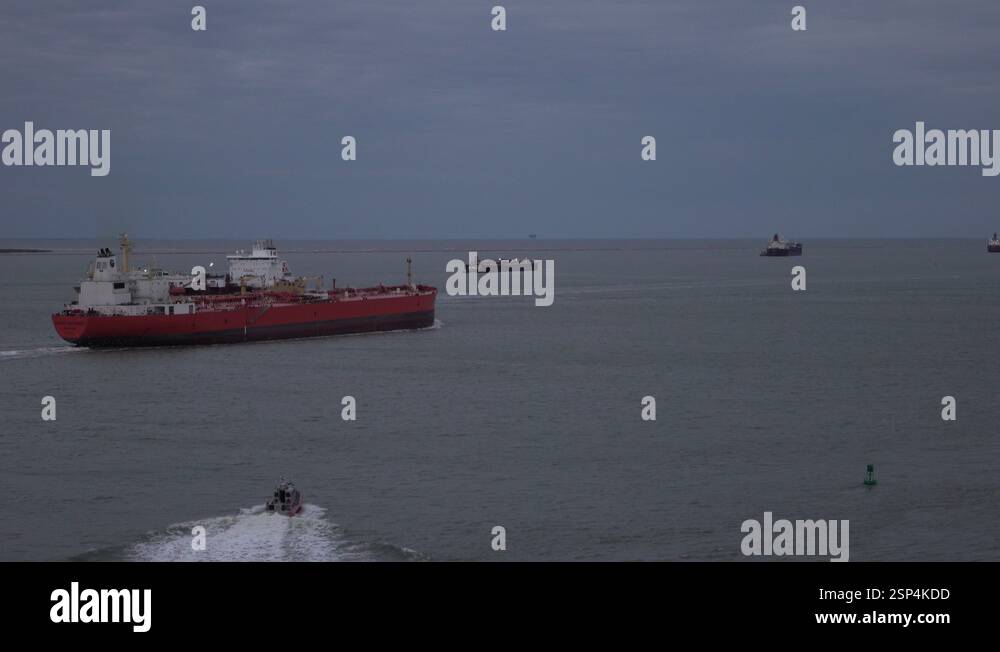 Galveston Houston Texas port cargo ships security boat 4K Stock Video ...