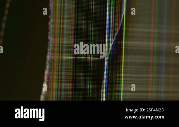 Screen glitch. Analog texture. Damaged color display with dead black ...