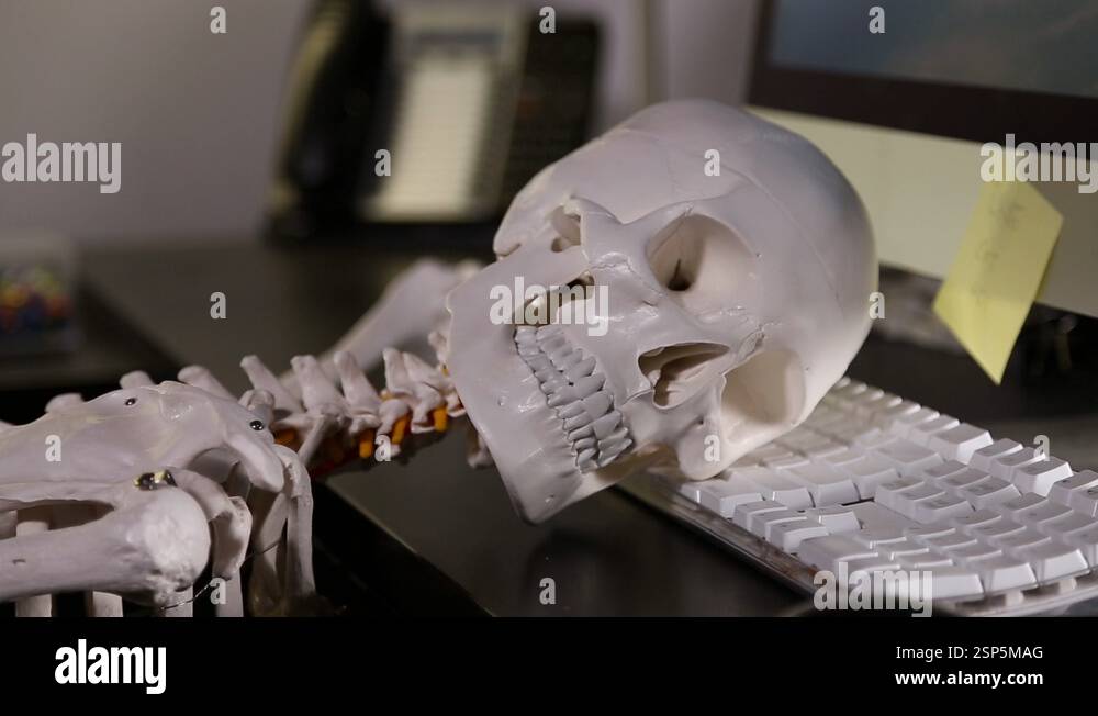 Corpse Died in the Office - Skeleton trapped in a cubicle Stock Video ...