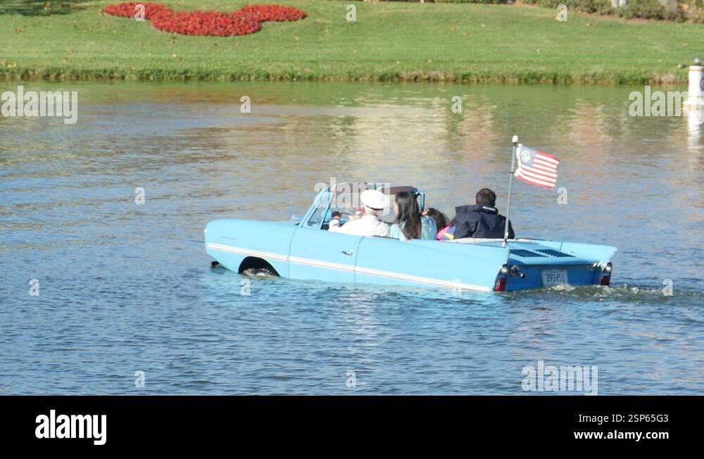 Amphibian Car Convertible Going in Water in Disney Spring Orlando FL ...
