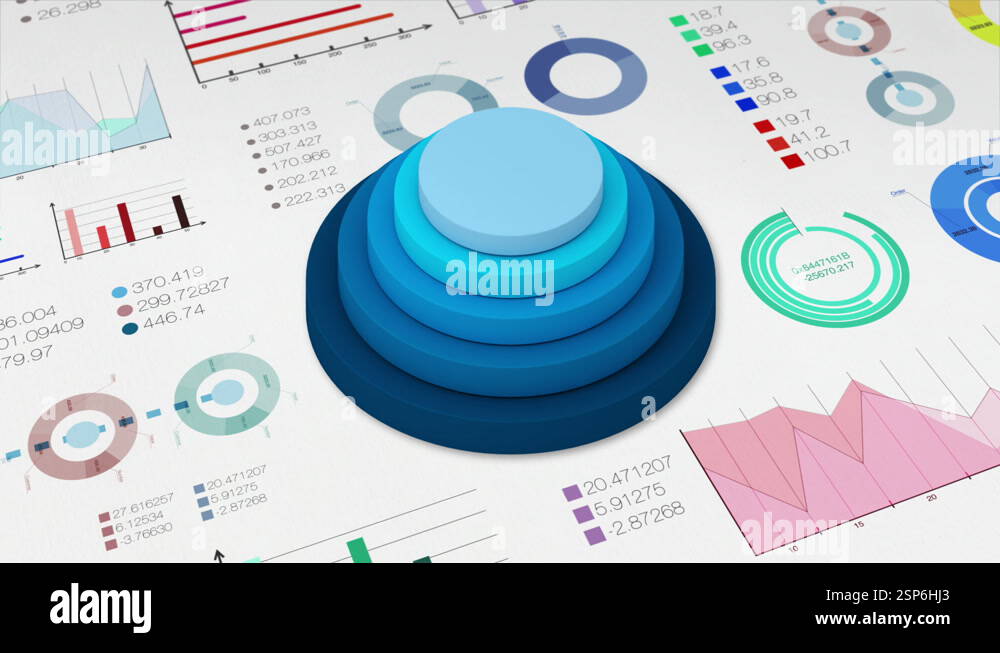 Five circle cylinder graph with various diagram for presentation ...