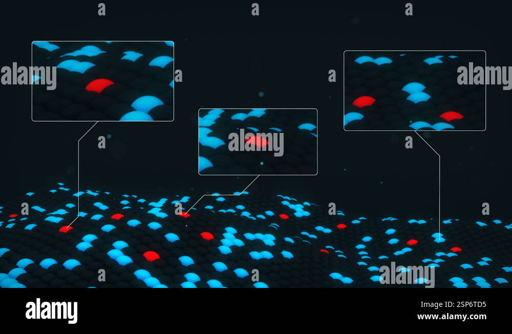 Analyzing cells structure 3D render. loop sci-fi animation 4k UHD ...