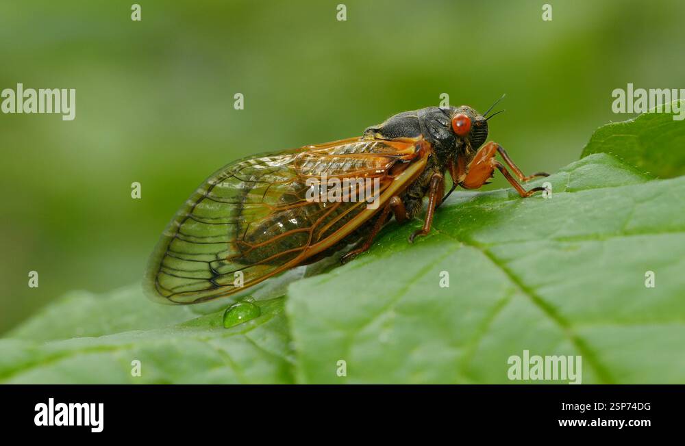 4K Brood V 17-year periodical cicada (Magicicada cassinii) - Side View ...