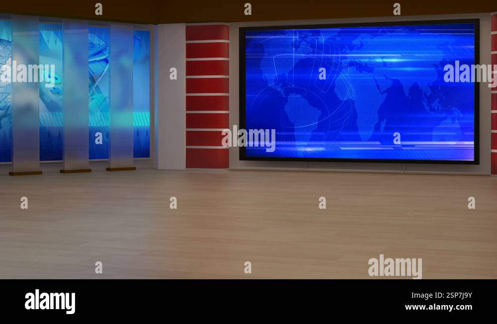 News Tv Studio Set 195 Virtual Green Screen Background Loop Stock