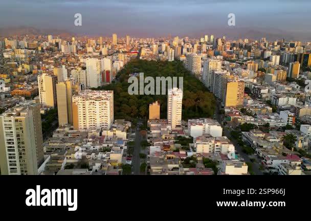 Beautiful park full of trees in the middle of Lima, Peru, surrounded by ...