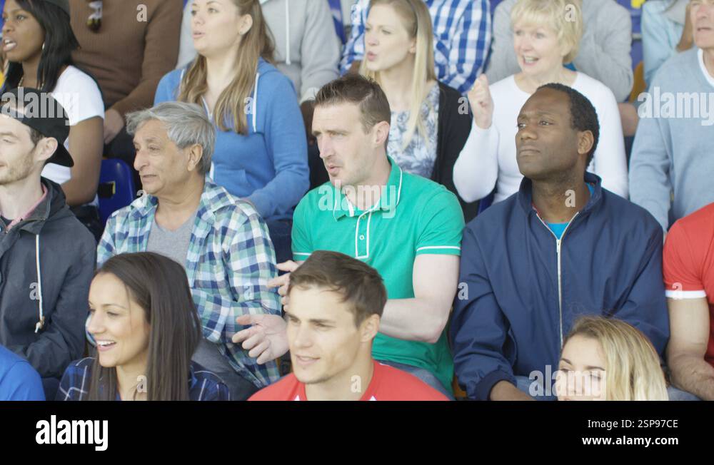 4K Excited fans in sports crowd, celebrating & cheering on their team ...