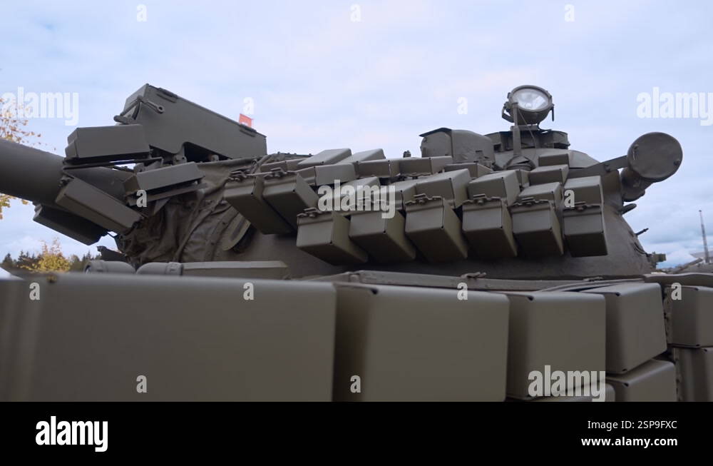 Dynamic protection and other military equipment on the turret and board ...