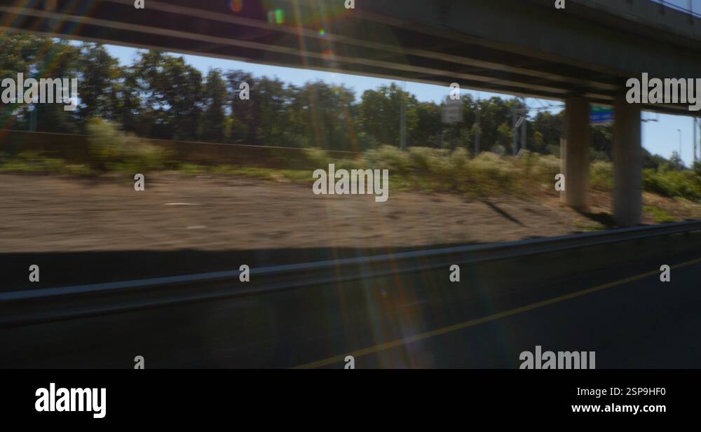 Driving with Sun Flares on I-95 South on Highway Under Bridge 10bit, 4K ...