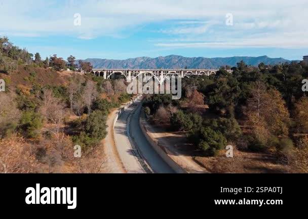 A stunning aerial view of the historic Colorado Street Bridge in ...