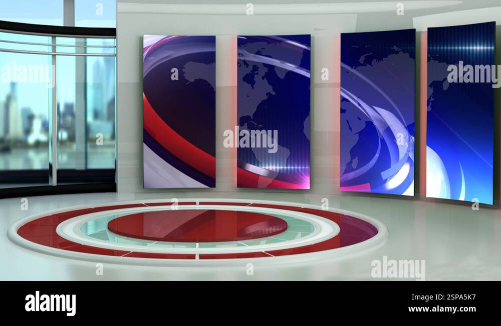 News TV Studio Set 247- Virtual Green Screen Background Loop Stock ...