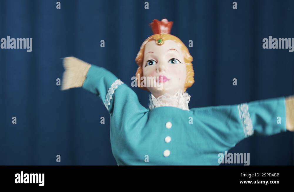 Princess hand puppet appears on scene and do hip hop movements, blue ...