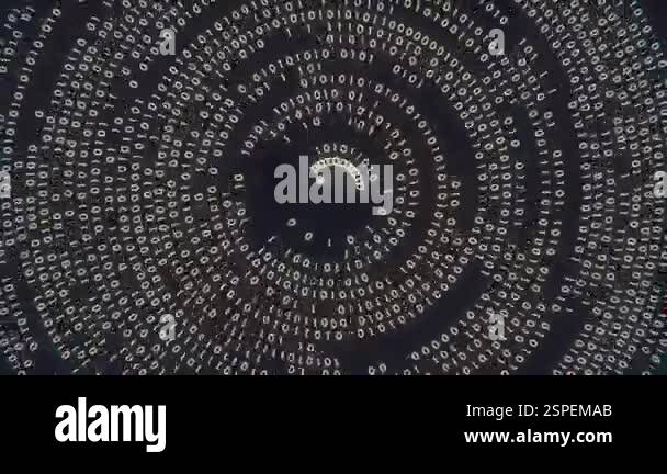 Abstract digital seamless loop animation with running numbers 0 and 1 ...