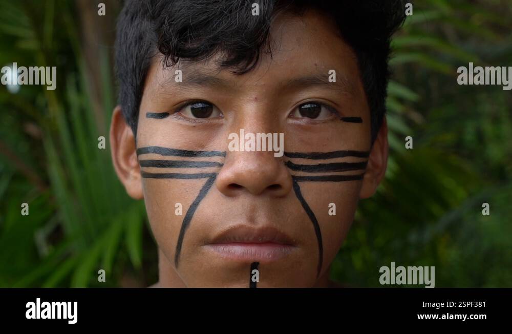 Native Brazilian man from Tupi Guarani Tribe in Brazil Stock Video ...