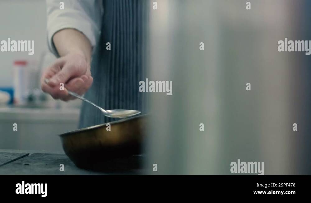 Cook in the restaurant fry meat and Vegetables 4k Stock Video Footage ...