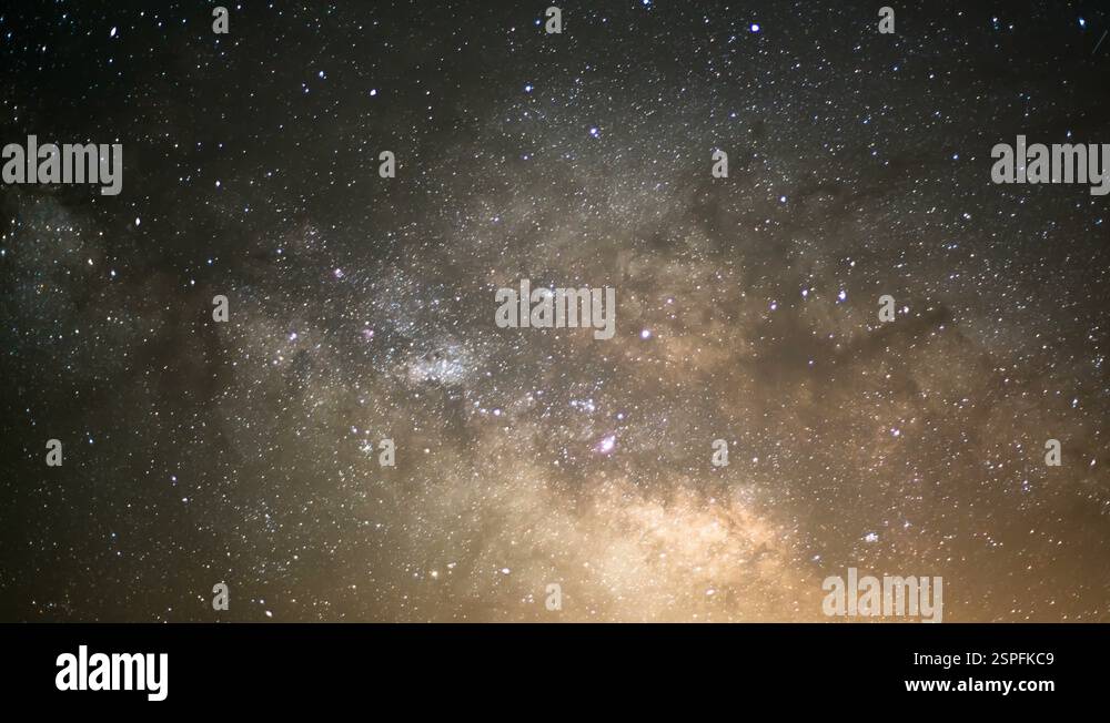 8K Milky Way Galaxy in Spring Sky Time Lapse Stars and Meteors Stock ...