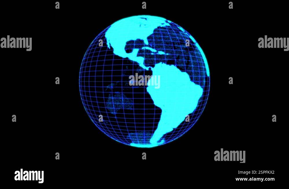 Morphing and spinning particles Earth Globe with wireframe, news, 3D ...