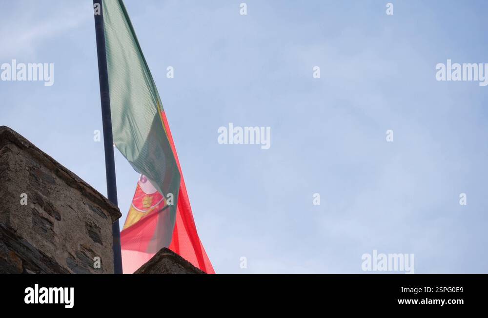 portuguese flag waving with the wind slow motion Stock Video Footage ...