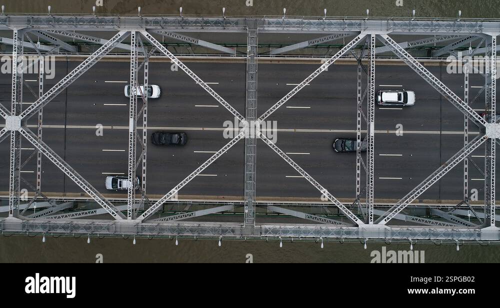 Birds eye view by drone of traffic on Story Bridge Stock Video Footage ...