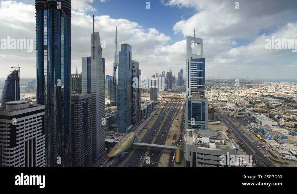 Sheikh Zayed Rd, traffic and new high rise buildings along Dubai's main ...