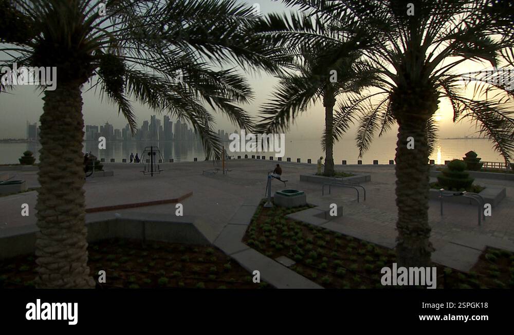 Doha Corniche Sunrise Qatar Stock Video Footage - Alamy
