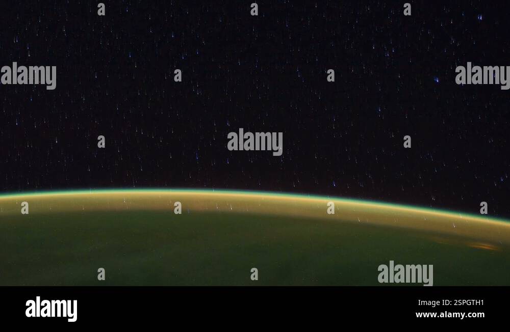 Planet Earth rotating, with visible aurora and stars, view from ISS ...