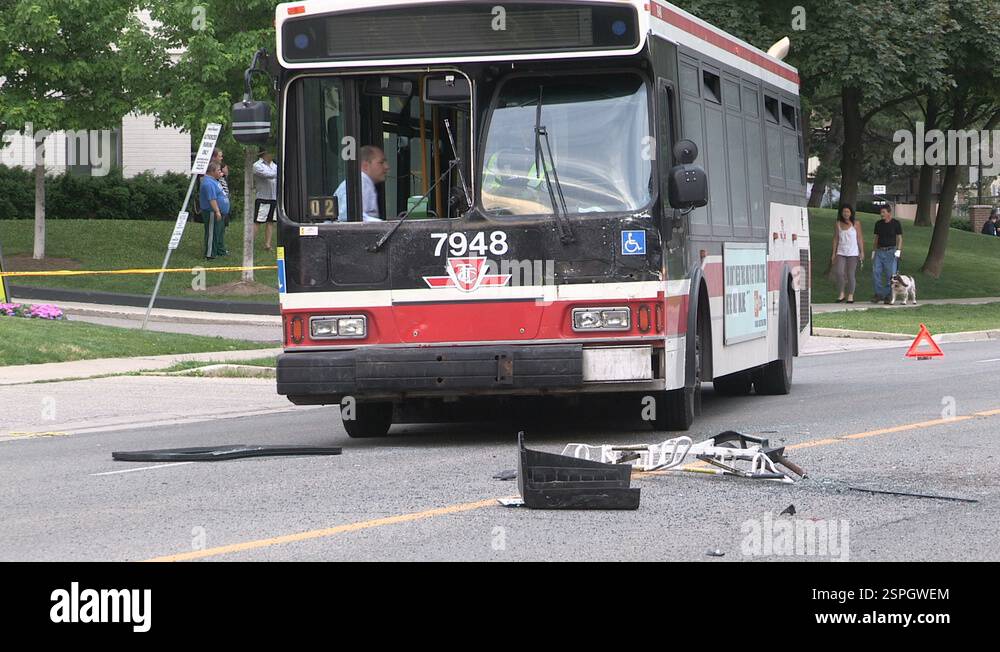 Car accident and crash scene between transit bus and van SUV Stock ...