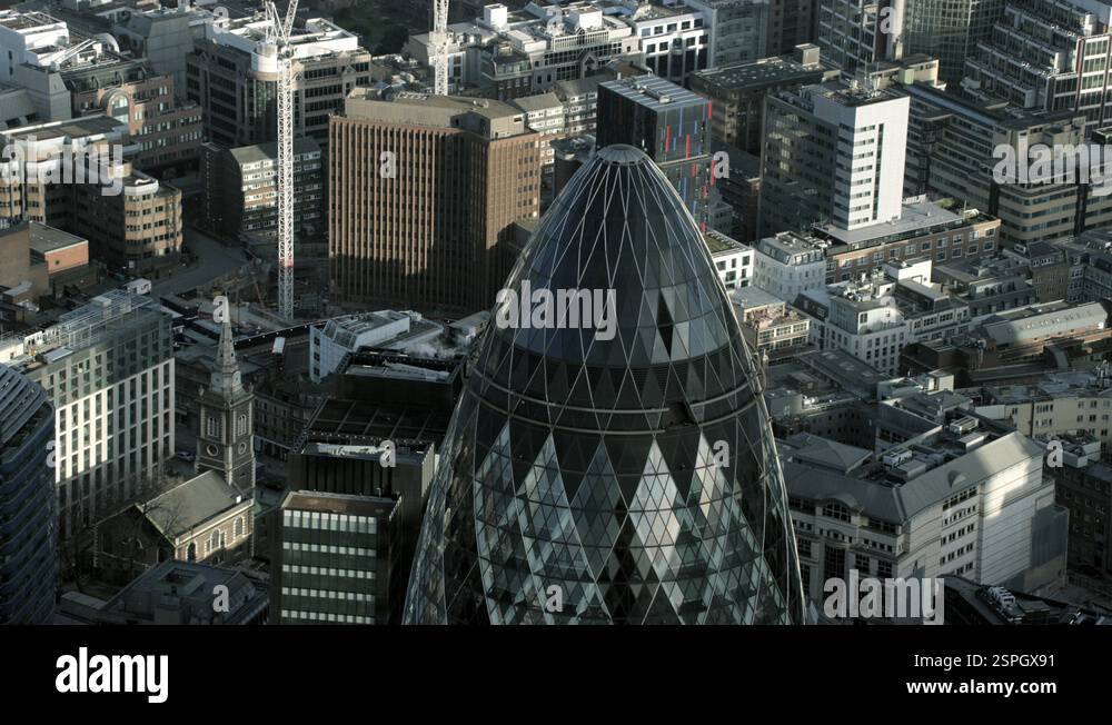 4K Aerial view, London's famous gherkin building - EDITORIAL Stock ...
