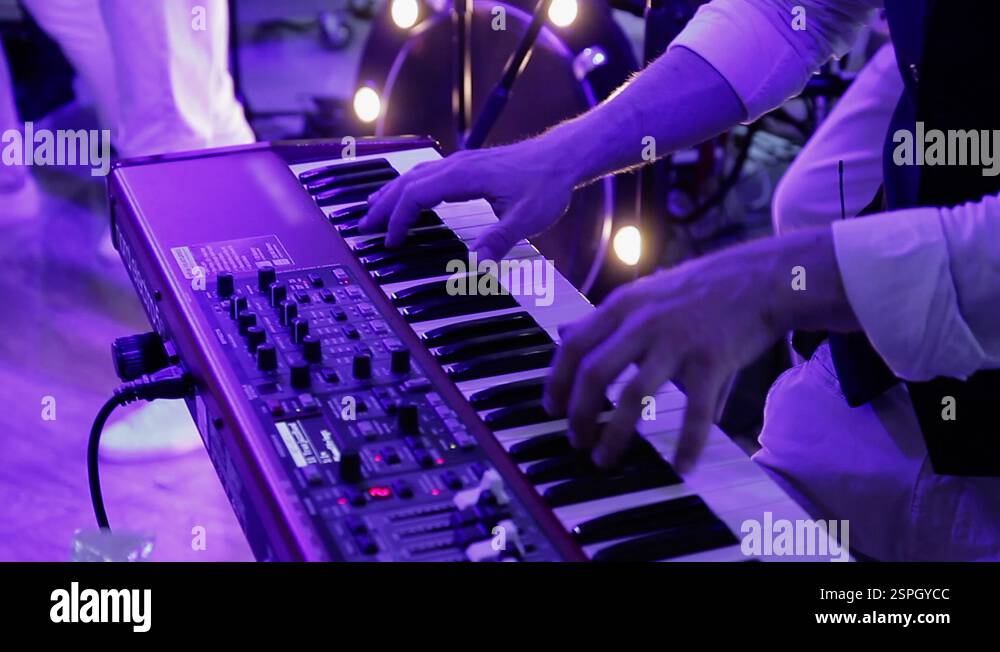 Man playing piano keyboard Stock Video Footage - Alamy