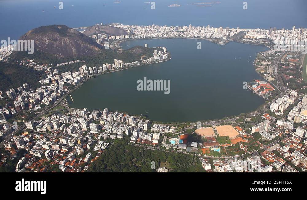 Lagoon aerial Rio de Janeiro Brazil flight FULL HD 1080P Stock Video ...