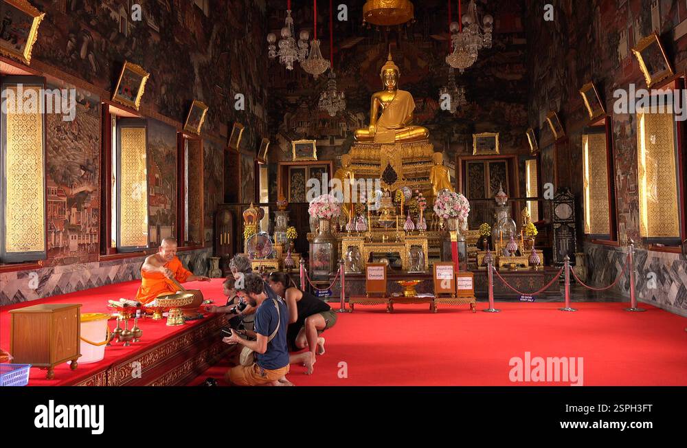 Buddhist Monk Gives Blessing to Family in Bangkok, Thailand Stock Video ...