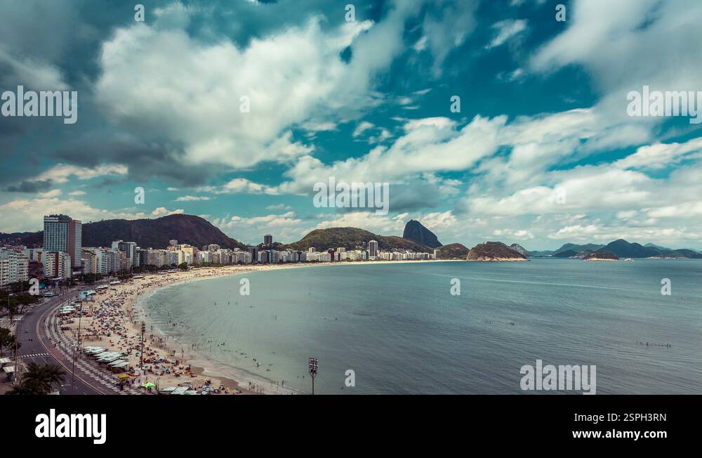 Copacabana Beach high angle Time Lapse in Rio de Janeiro, Brazil ...