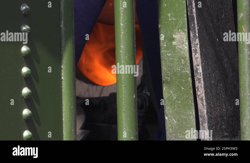 Steam Train fire burns and is stocked 4K Stock Video Footage - Alamy