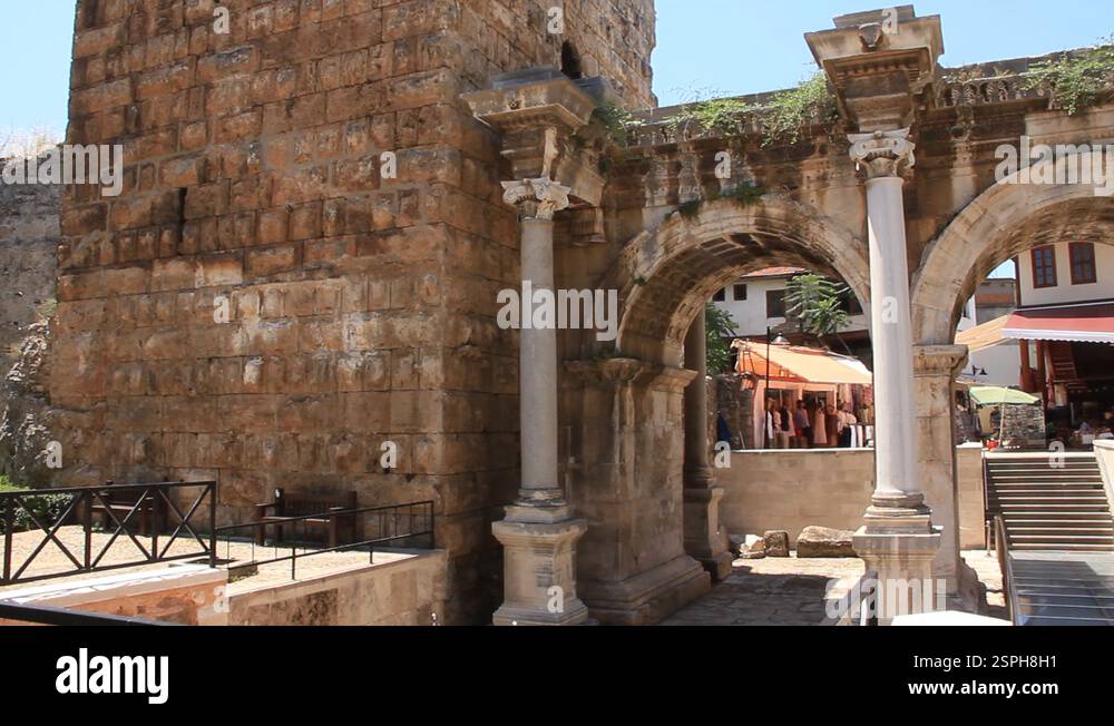 Ancient gate of Roman emperor Adrian at Antalya city center, Turkey ...