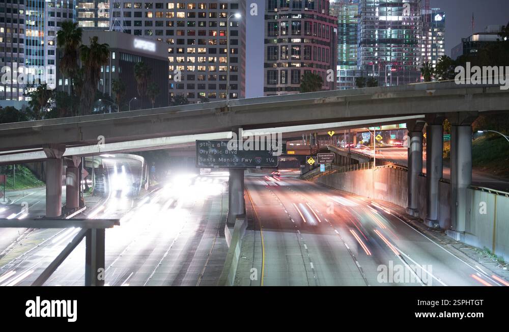6K Freeway Traffic in Los Angeles Downtown Time Lapse Stock Video ...