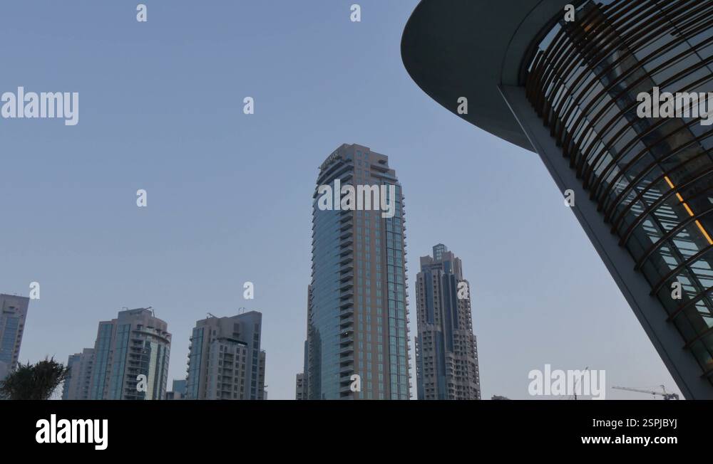 Dubai Opera House from Burj Khalifa Lake at dusk in Downtown, Dubai ...