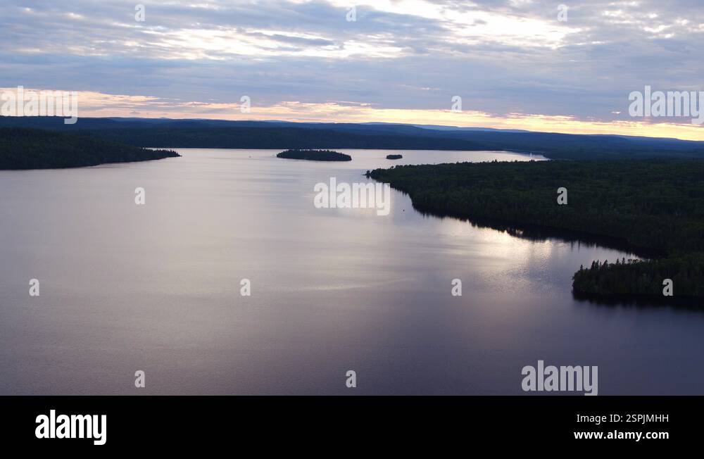 Reverse Aerial of Beautiful Canadian Lake at Dusk Stock Video Footage ...