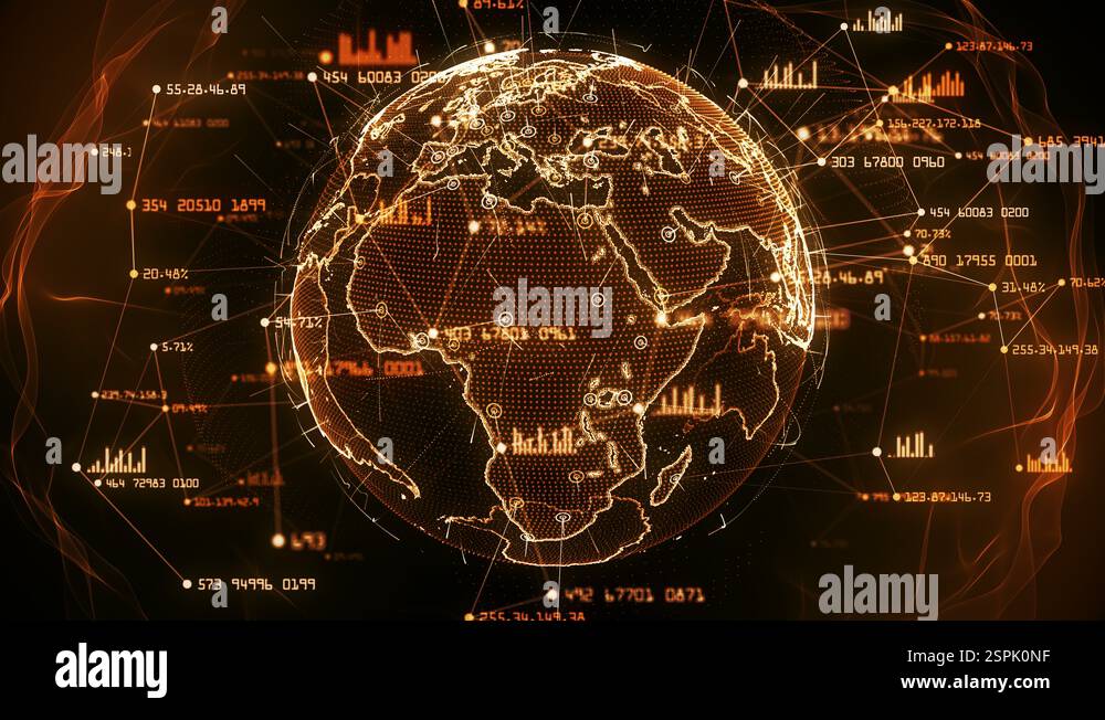 Global network connections. Connecting big data around the world. Loop ...