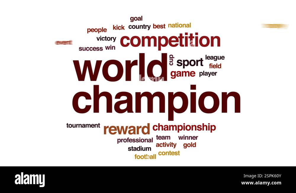 World champion animated word cloud, text design animation Stock Video ...